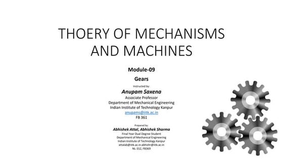 Theory of Machine and Mechanisms (Gears) | PPTX | Physics | Science