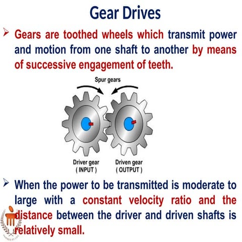 GEAR DRIVES.pptx gear drives ppt 1st year resource material | PPTX