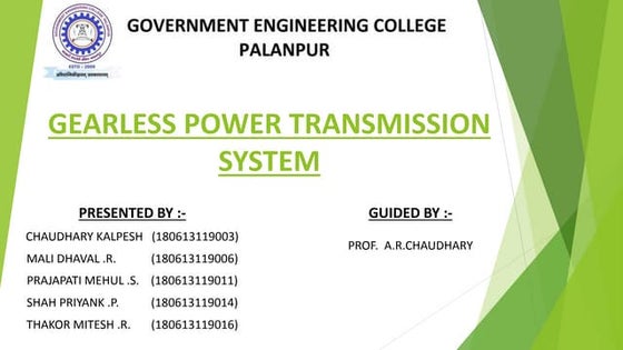 gearless transmission using El-bow mechanisum | PPT