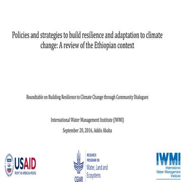 Policies and strategies to build resilience and adaptation to climate ...
