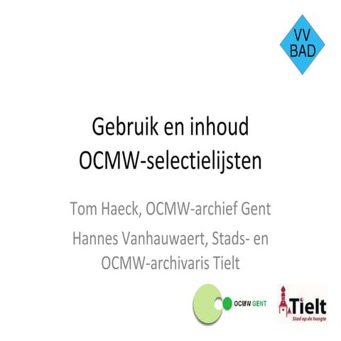 Gebruik OCMW-selectielijsten Versie 2 | PPT