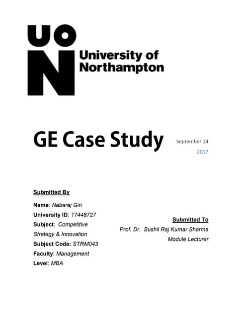 Case Study Analysis on General Electric | PDF