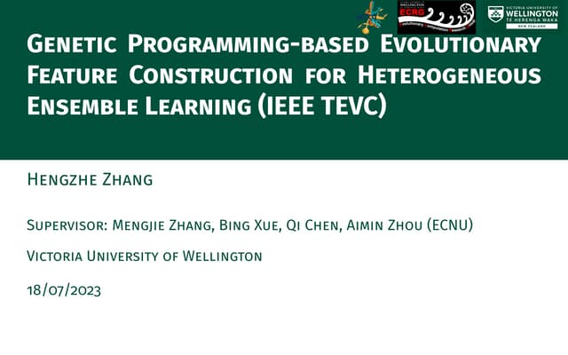 Genetic Programming Based Evolutionary Feature Construction For Heterogeneous Ensemble Learning