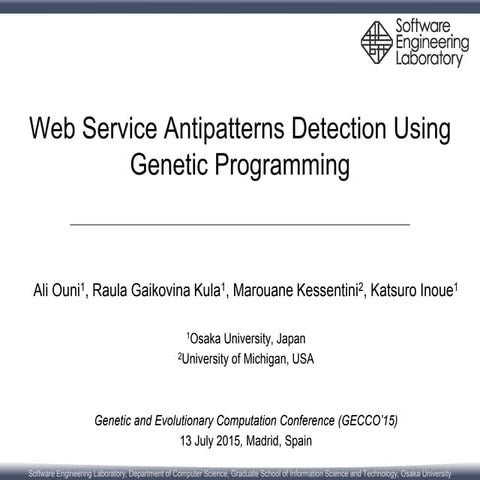 Web Service Antipatterns Detection Using Genetic Programming Ppt 9123