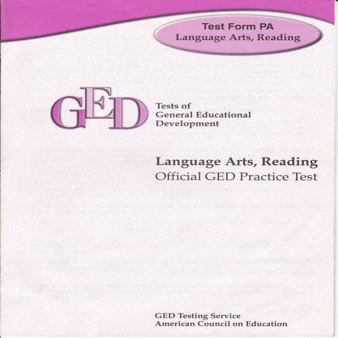 GED, Language Arts, Reading | PDF