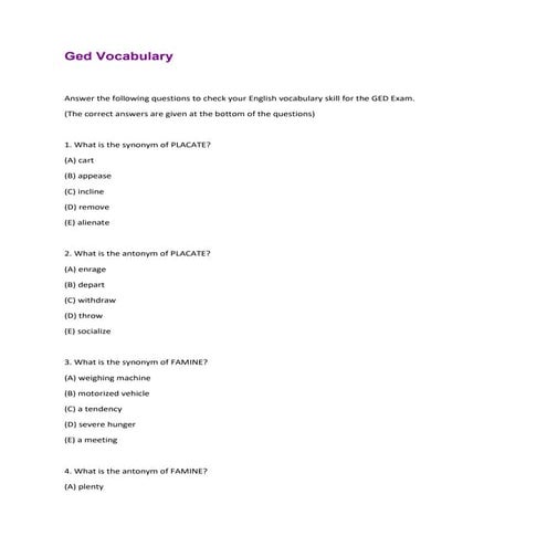 Ged Vocabulary | PDF