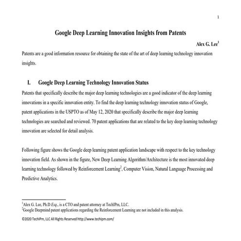 Google Deep Learning Innovation Insights from Patents | PPT