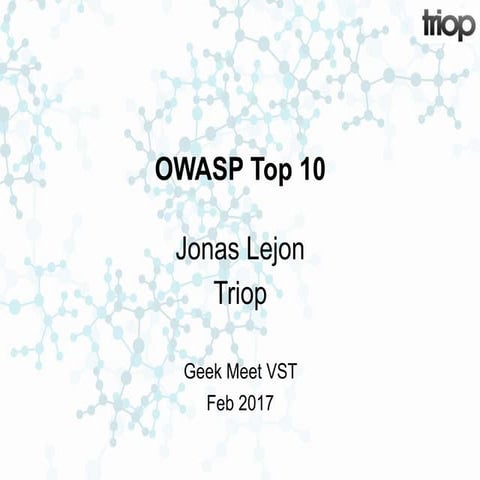 OWASP Top 10 webbsäkerhet | PPTX | Web Development | Internet