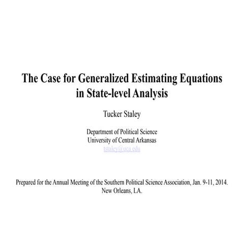 The Case For Generalized Estimating Equations In State Level Analysis Ppt Physics Science