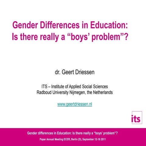 Geert Driessen (2011) ECER Gender differences in education | PDF