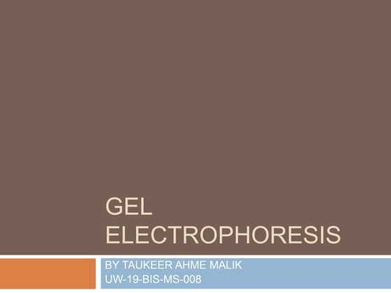 ADVANCES IN BIOLOGICAL SCIENCES GEL ELECTROPHORESIS | PPT