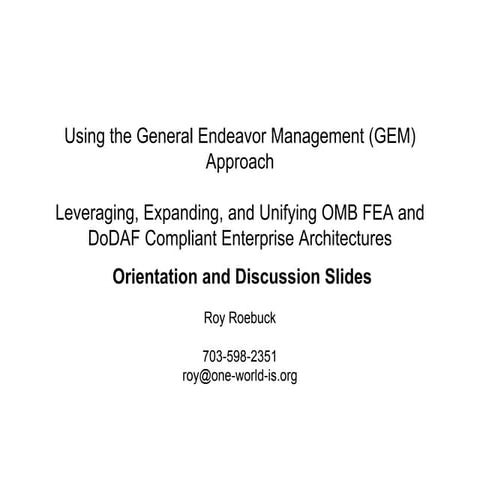 GEM Executive Overview - Market for GEM-EMA 20090315 | PPT