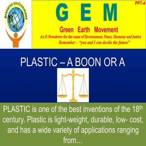Gem ppt-4-plastic - boon or bane | PPTX