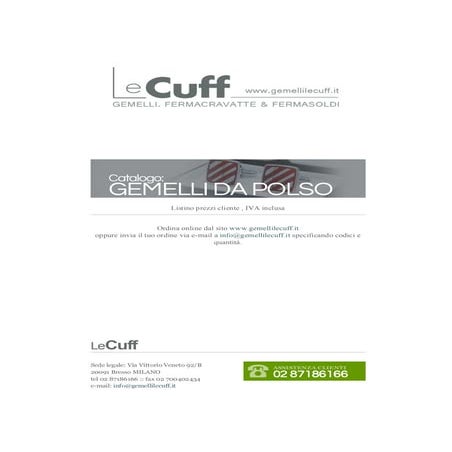 Gemelli da polso, LeCuff listino prezzi | PDF