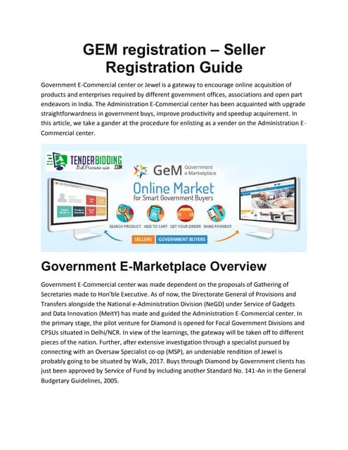 Government e Marketplace GeM Presentation | PDF | Commodities | Economy