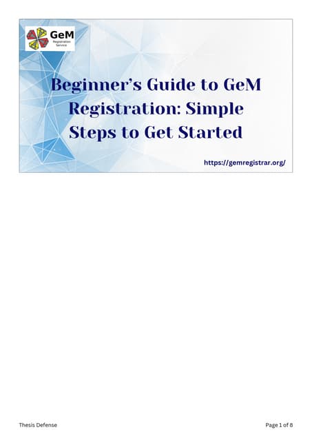 Navigating GeM Registration A comprehensive guide | PPT
