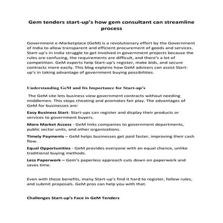 Government e Marketplace GeM Presentation | PDF