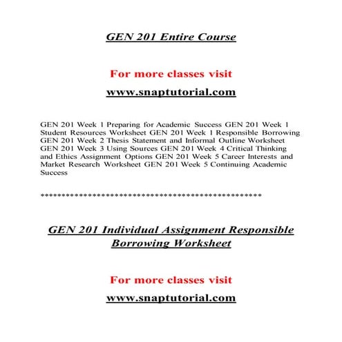 Gen 201 Effective Communication / snaptutorial.com