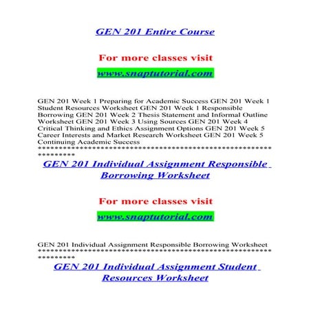 Gen 201 Exceptional Education / snaptutorial.com