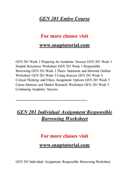GEN 201 Entire Course NEW | PDF