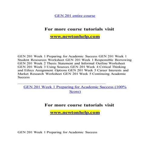 GEN 201 Become Exceptional/newtonhelp.com