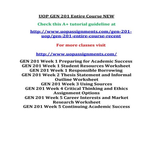 GEN 201 Entire Course NEW | DOCX