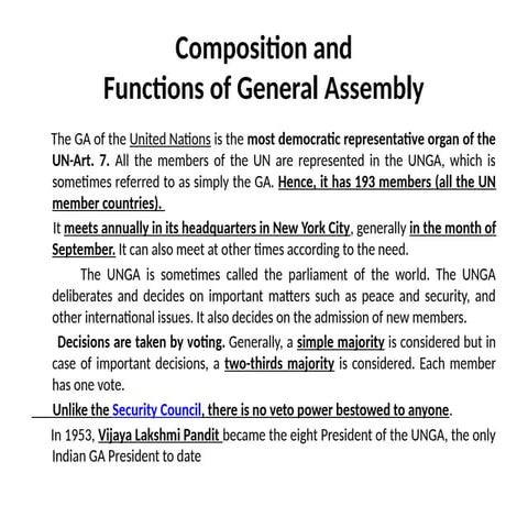 General Assembly in Public International Law | PPTX