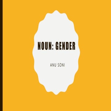 Gender of Nouns - Masculine, Feminine, Common, and Neuter | PPTX