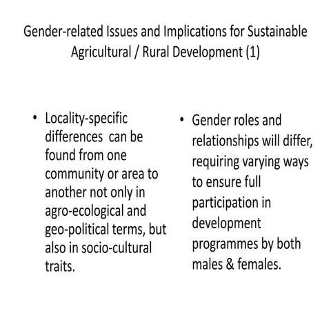 Gender related issues and implications for sustainable agricultural day ...