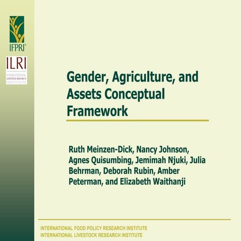 Gender, agriculture, and assets conceptual framework | PDF