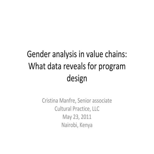 Gender analysis in value chains: What data reveals for program design | PPT