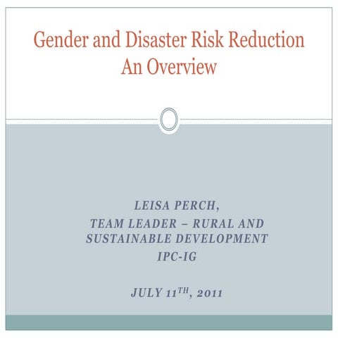 Gender And Disaster Risk Reduction Ifrc Caribbean | PPTX