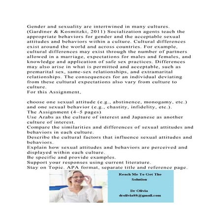 Gender and sexuality are intertwined in many cultures. (Gardiner & K.docx