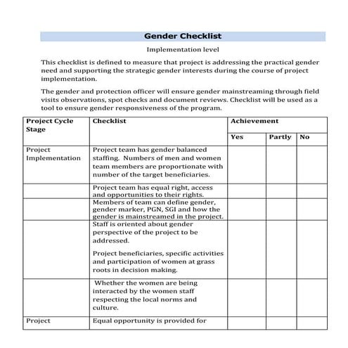 Gender checklist fv | PDF