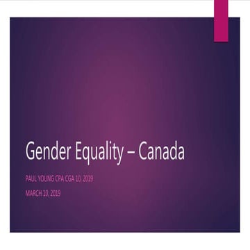 Canada| Gender Equality| March 2019 | PPTX