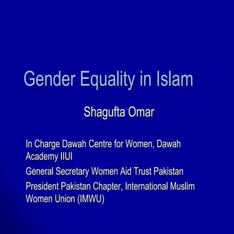 Gender equality in Islam | PDF
