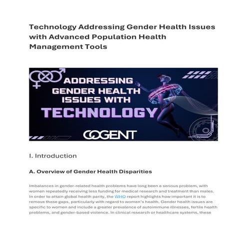 Technology Addressing Gender Health Issues with Advanced Population ...