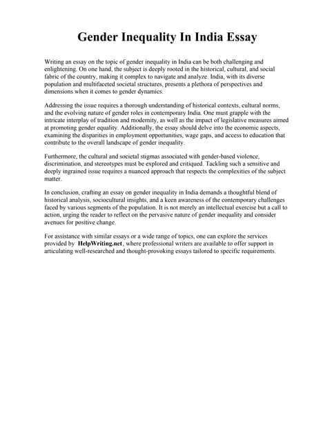 Essay On Gender Discrimination In India | PDF | Debated Sensitive ...