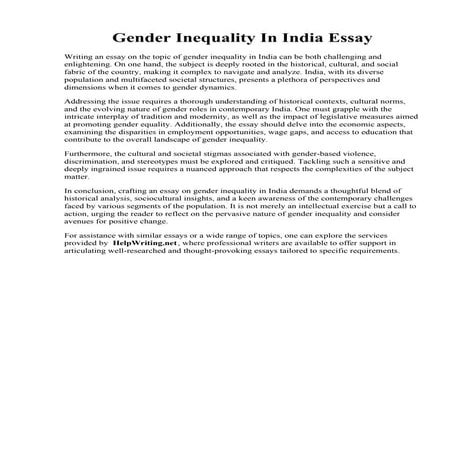 Gender Inequality In India Essay. Gender Equality Sonata Software | PDF