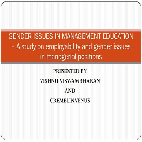 Gender issues in management education | PPTX