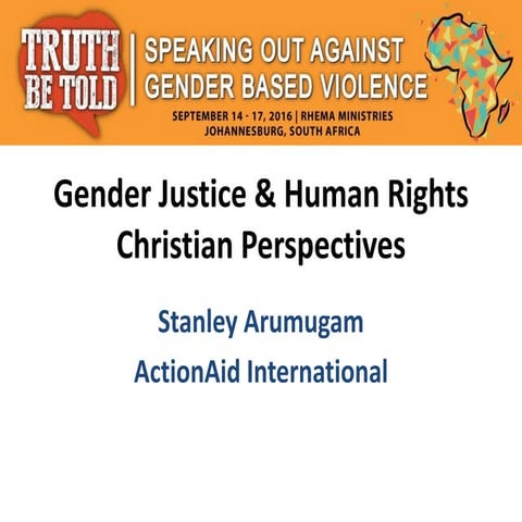 Christianity, Gender Justice, Human Rights - Dr Stanley Arumugam | PDF | Debated Sensitive ...
