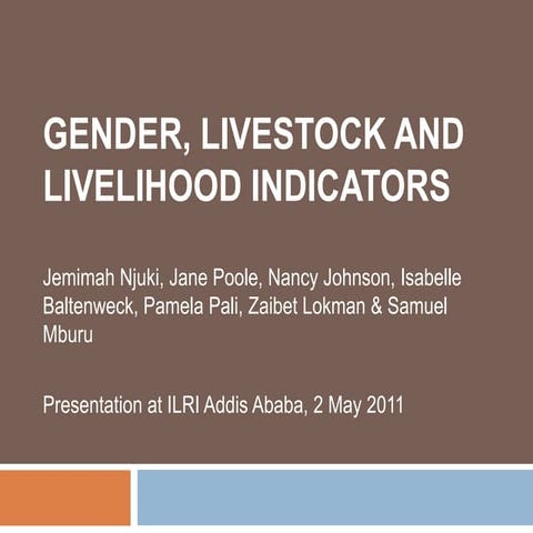 Gender, livestock and livelihood indicators | PPTX