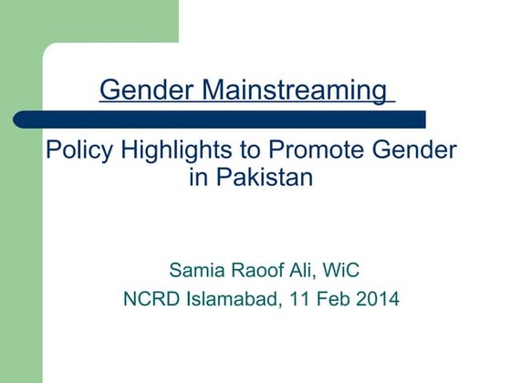 Gender mainstreaming ppt | PPTX