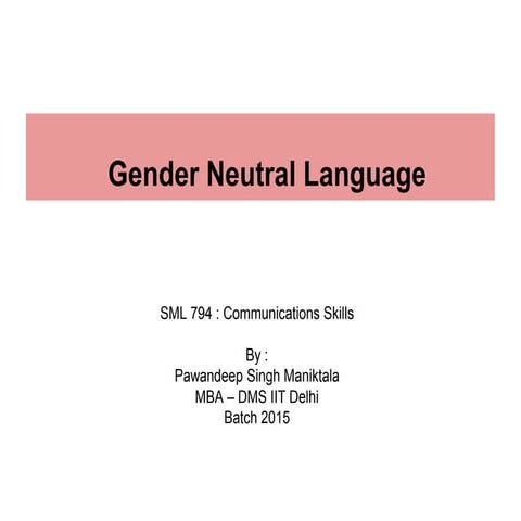 Gender Neutral Language | PPTX