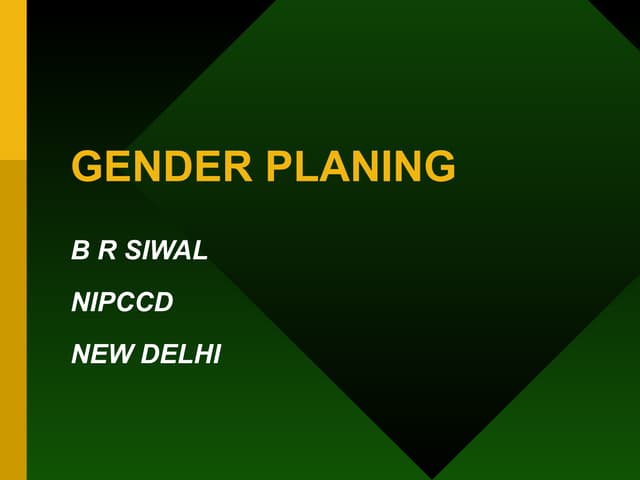 Gender Mainstreaming And Planning | PPT