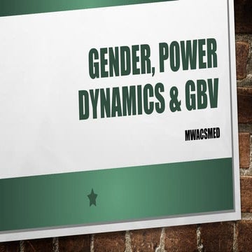 Gender, Power Dynamics and Gender Based Violence | PPTX