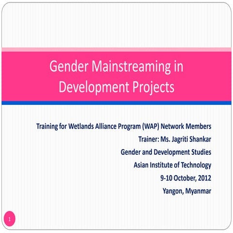 Gender Mainstreaming in Development Projects | PDF