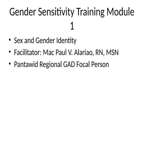 BASIC GENDER SENSITIVITY TRAINING | PPTX