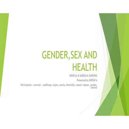 Gender,sex and health summah | PPT