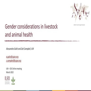 Gender considerations in livestock and animal health | PPTX